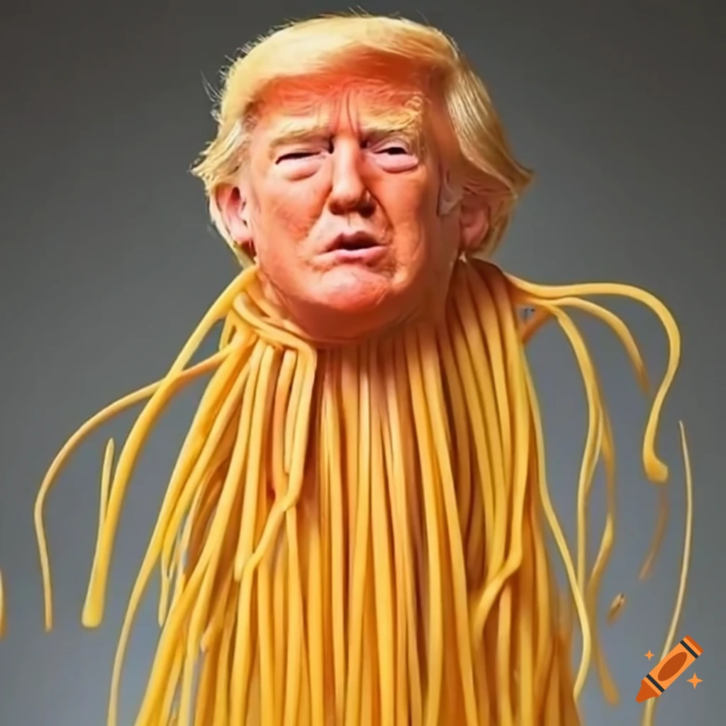 Spaghetti sculpture of donald trump