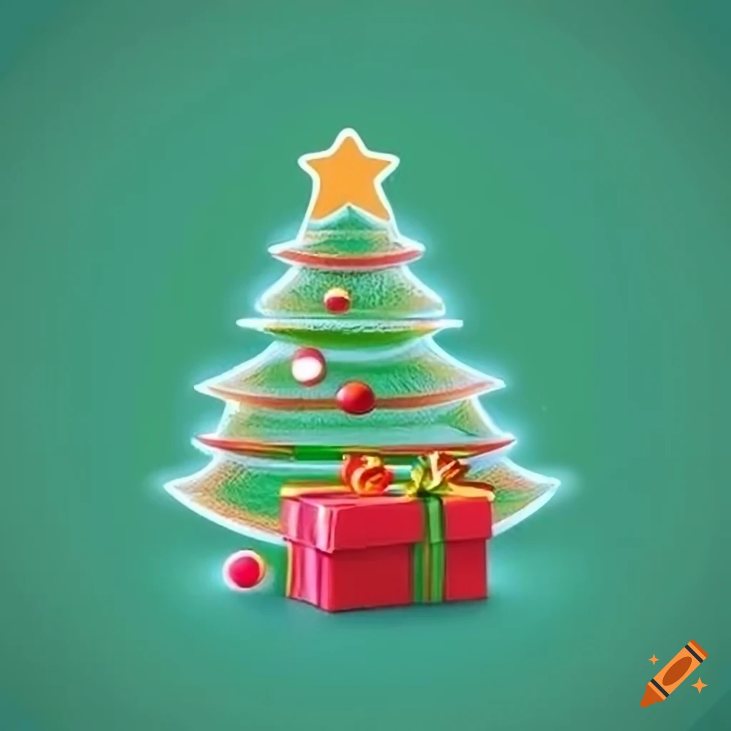 Christmas-themed app icon with a tree and presents on Craiyon