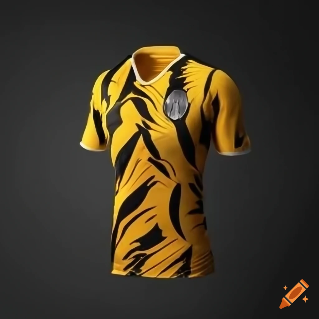 Furia soccer uniform with black and white design and yellow tiger claw ...