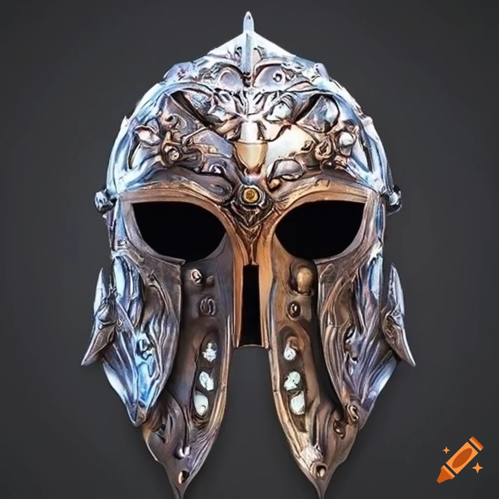 Intricate steel astral symmetrical helmet