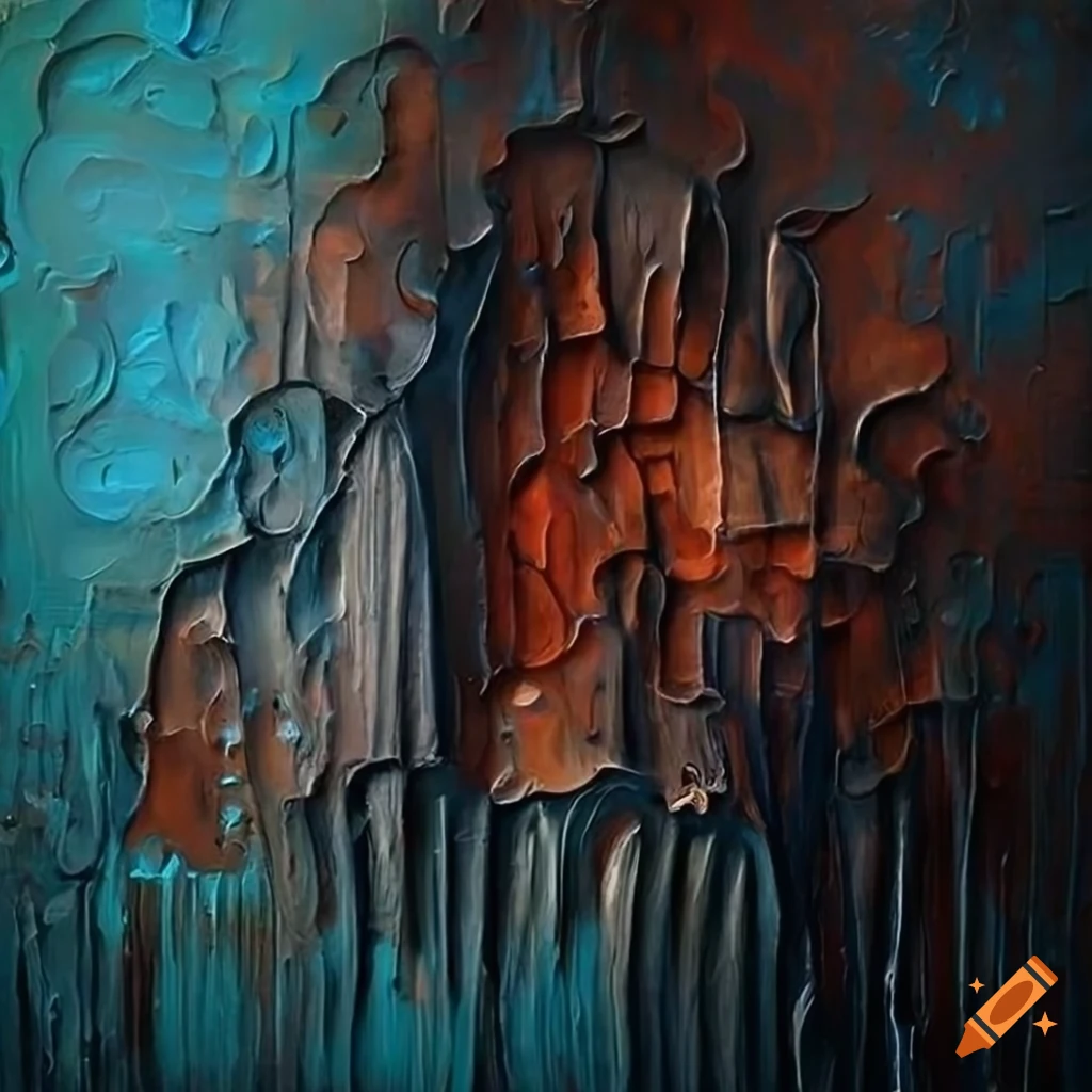 Detailed organic oil painting with scratched texture on Craiyon