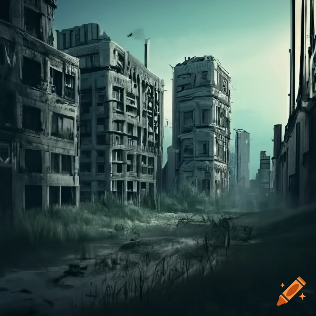 Abandoned futuristic city in 3d