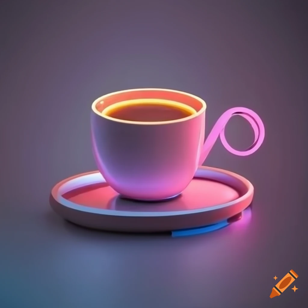 Neon coffee cup typography design