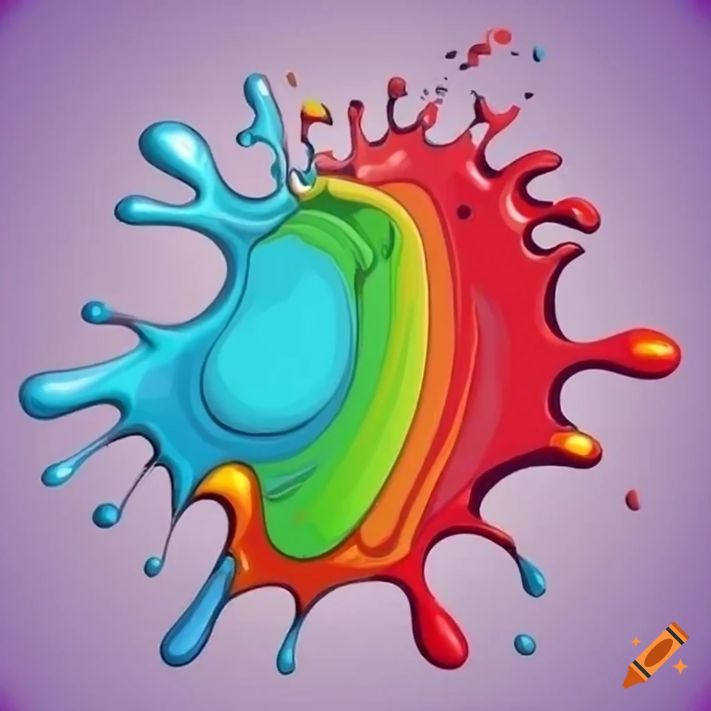 Colorful cartoon paint splash on Craiyon