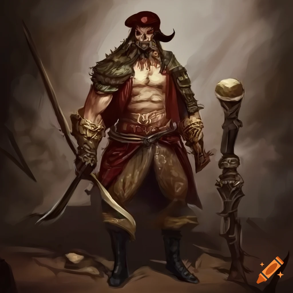 Digital illustration of a muscular pirate on Craiyon