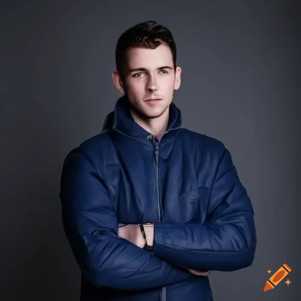 Handsome man in a dark blue jacket