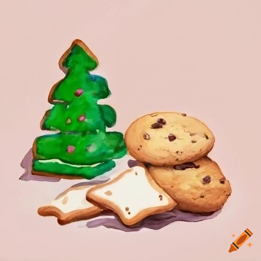 Watercolor painting of a box of cookies