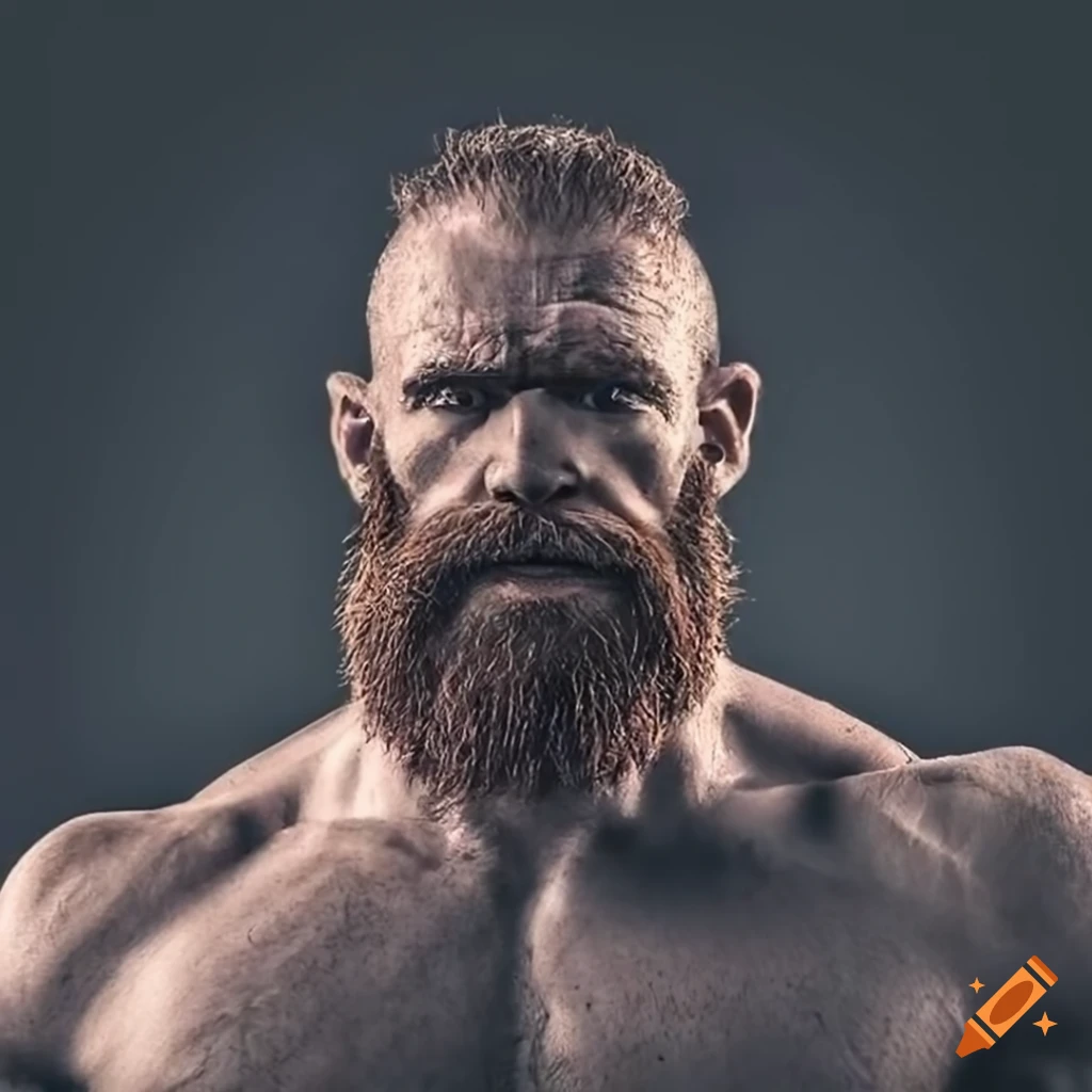 Portrait of a bearded bodybuilder man