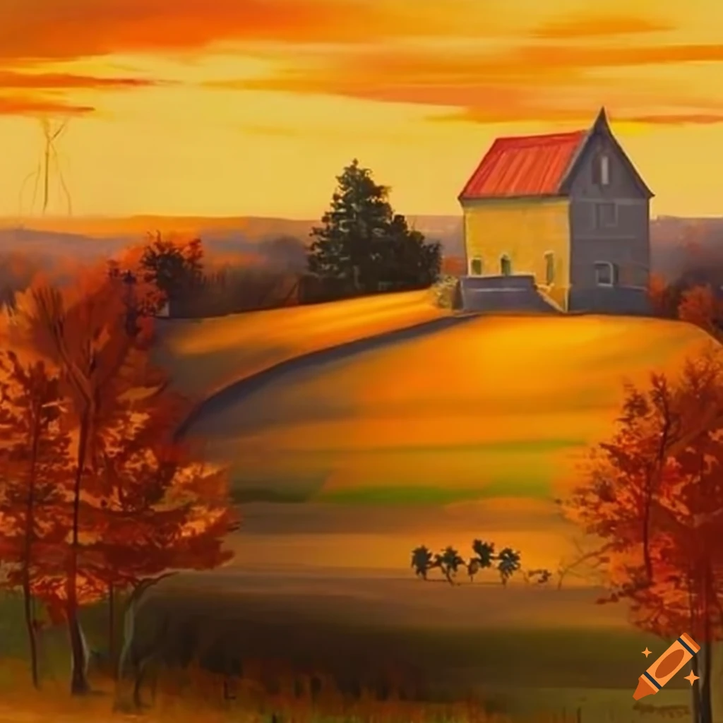 Exquisite artwork of an autumn farm on Craiyon