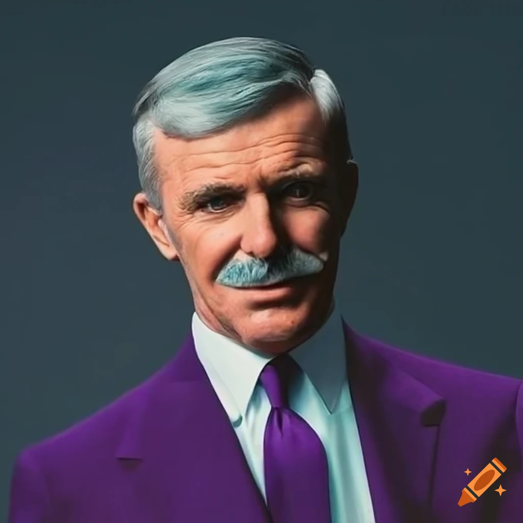 Short politician wearing purple tuxedo