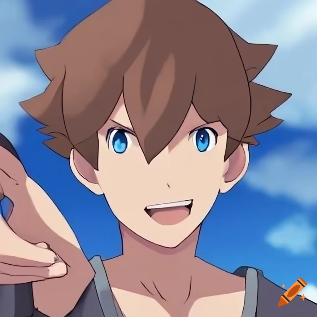 Man with brown hair and blue eyes dressed as a pokemon character