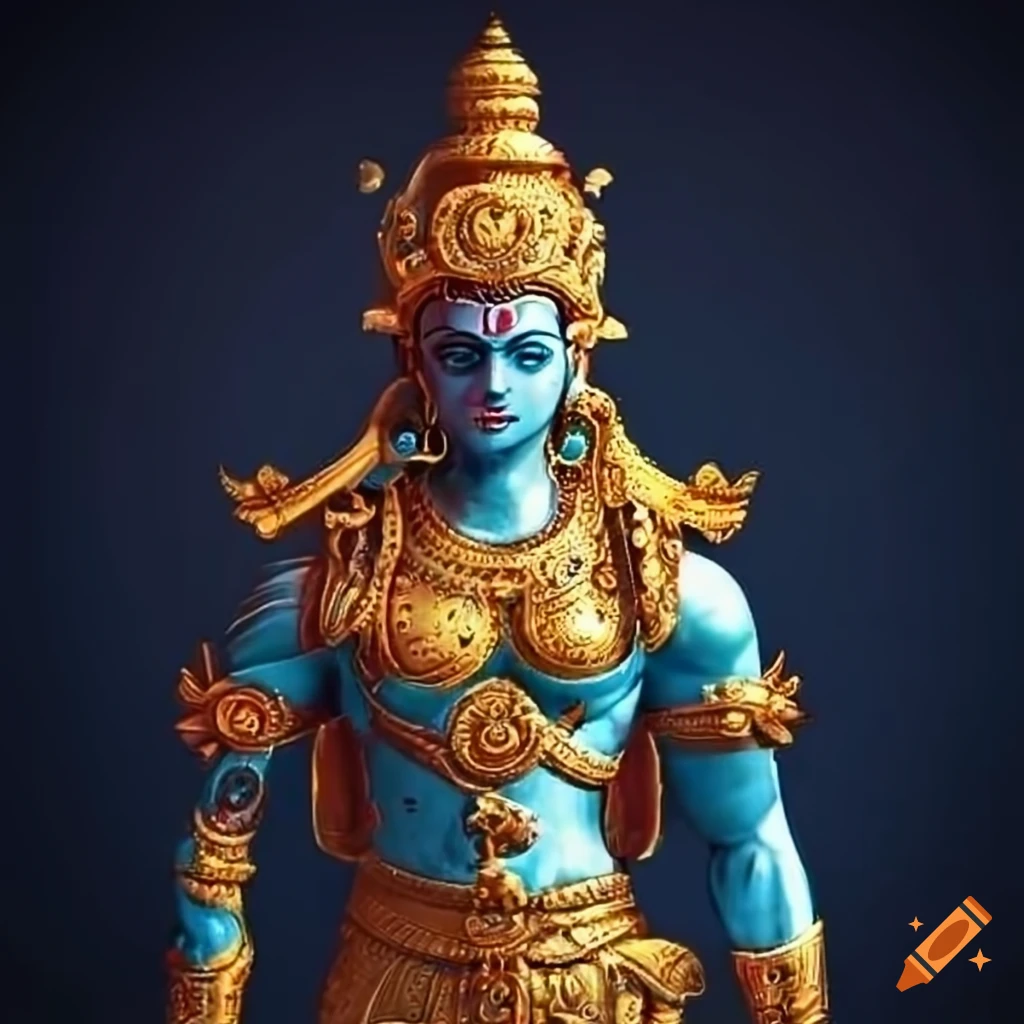 Representation of a hindu god in armor