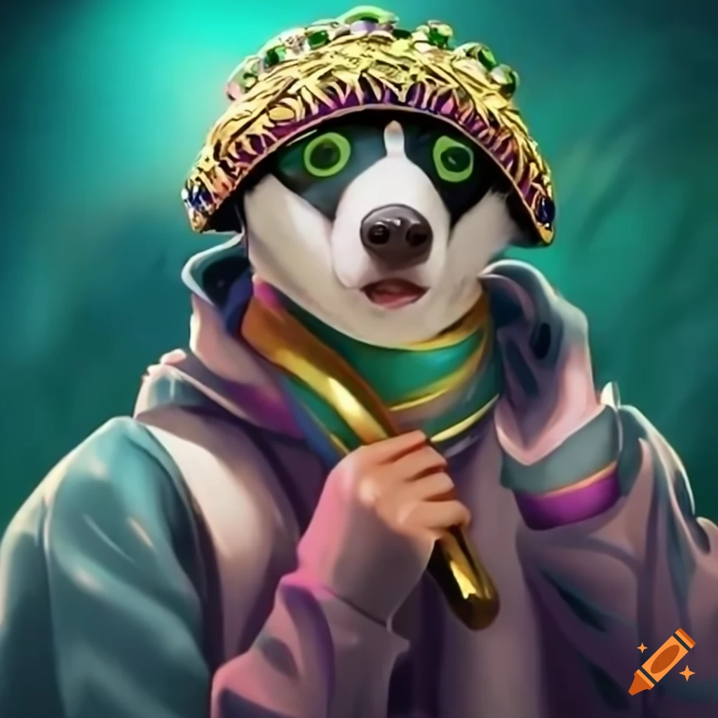 Gangster rapper badger with gold jewelry