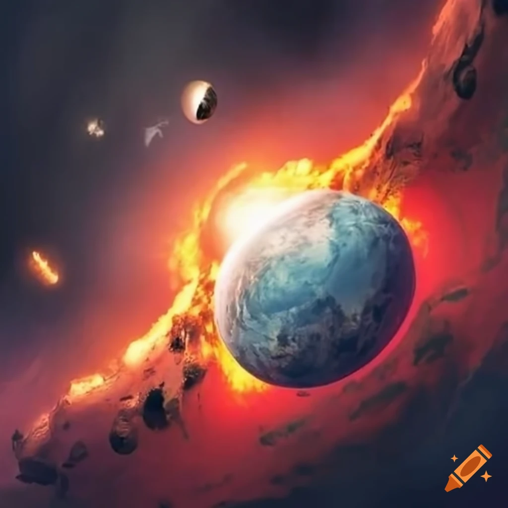 Digital art of an exploding planet