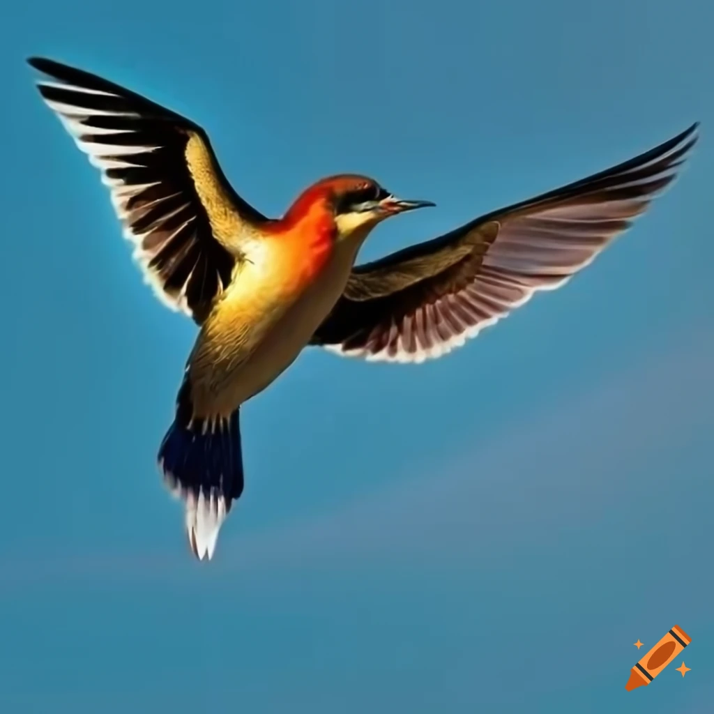 Digital artwork of a bird in flight on Craiyon