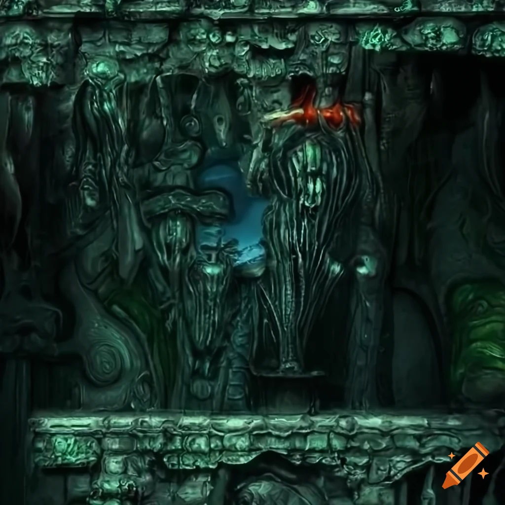2d game with a giger-inspired alien in a creepy environment on Craiyon