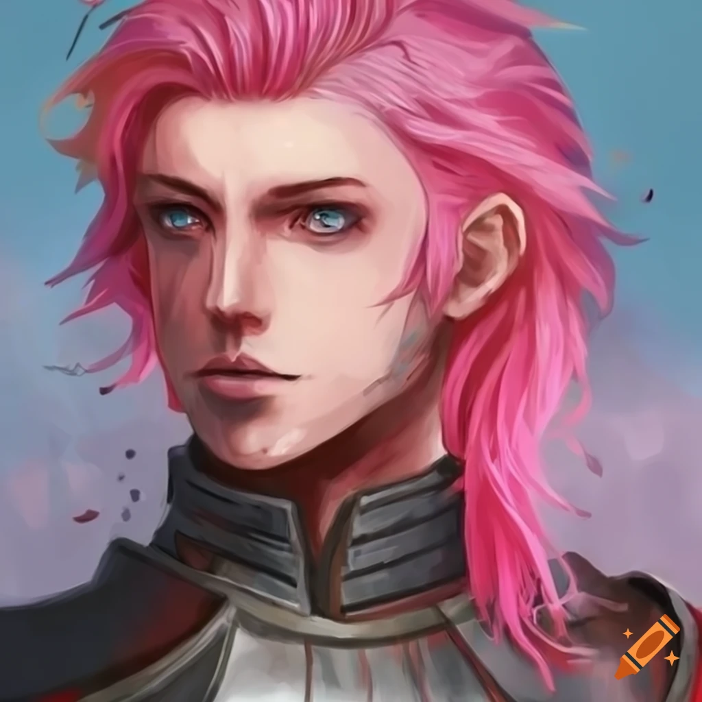 Image of a pink-haired male knight