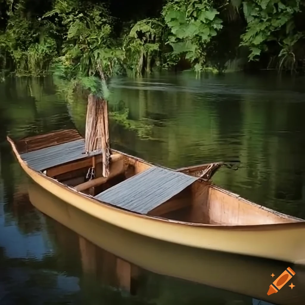 Photovoltaique pirogue in the amazon rainforest