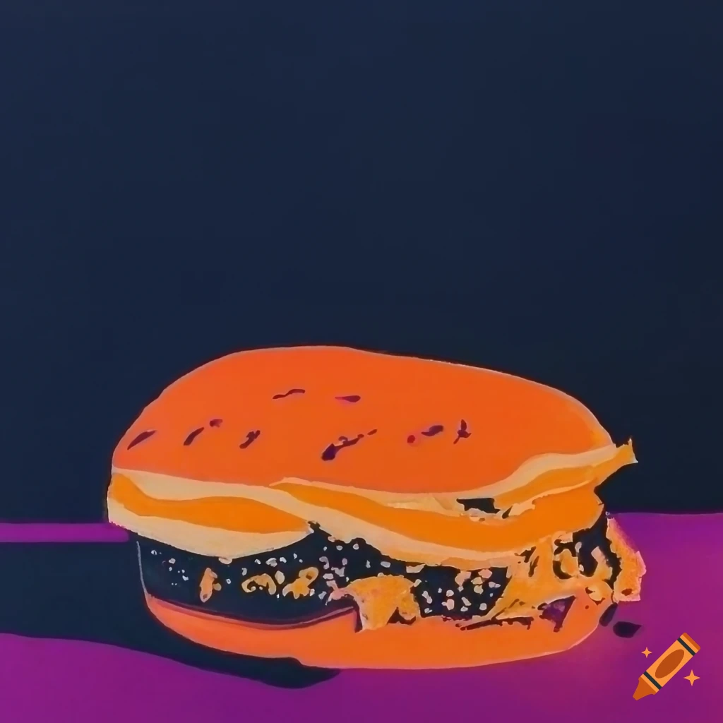 Vibrant linocut artwork of a meal