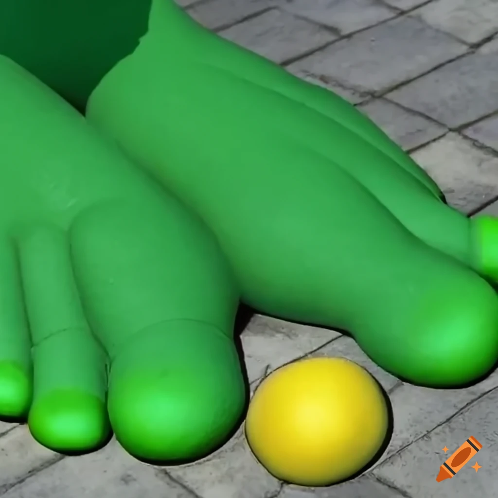 Close-up of yoshi's big green feet