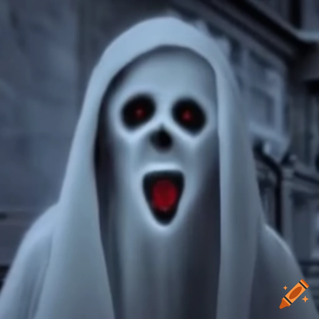 Creepy ghost with glowing eyes