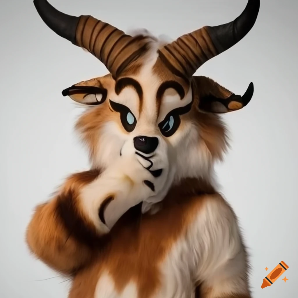 Fursuit of a big horned goat on Craiyon