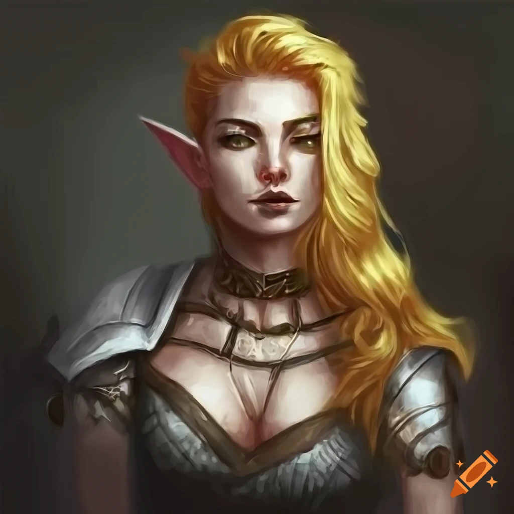 Portrait of a half-elf female duelist fighter