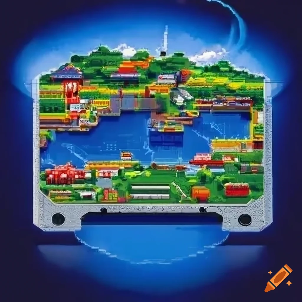 Pixel art illustration of pokemon kanto region map