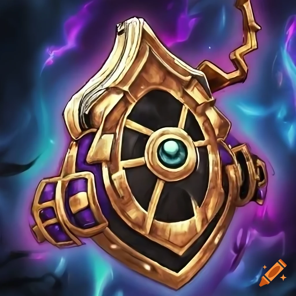 Yugioh card artwork of a magical shield