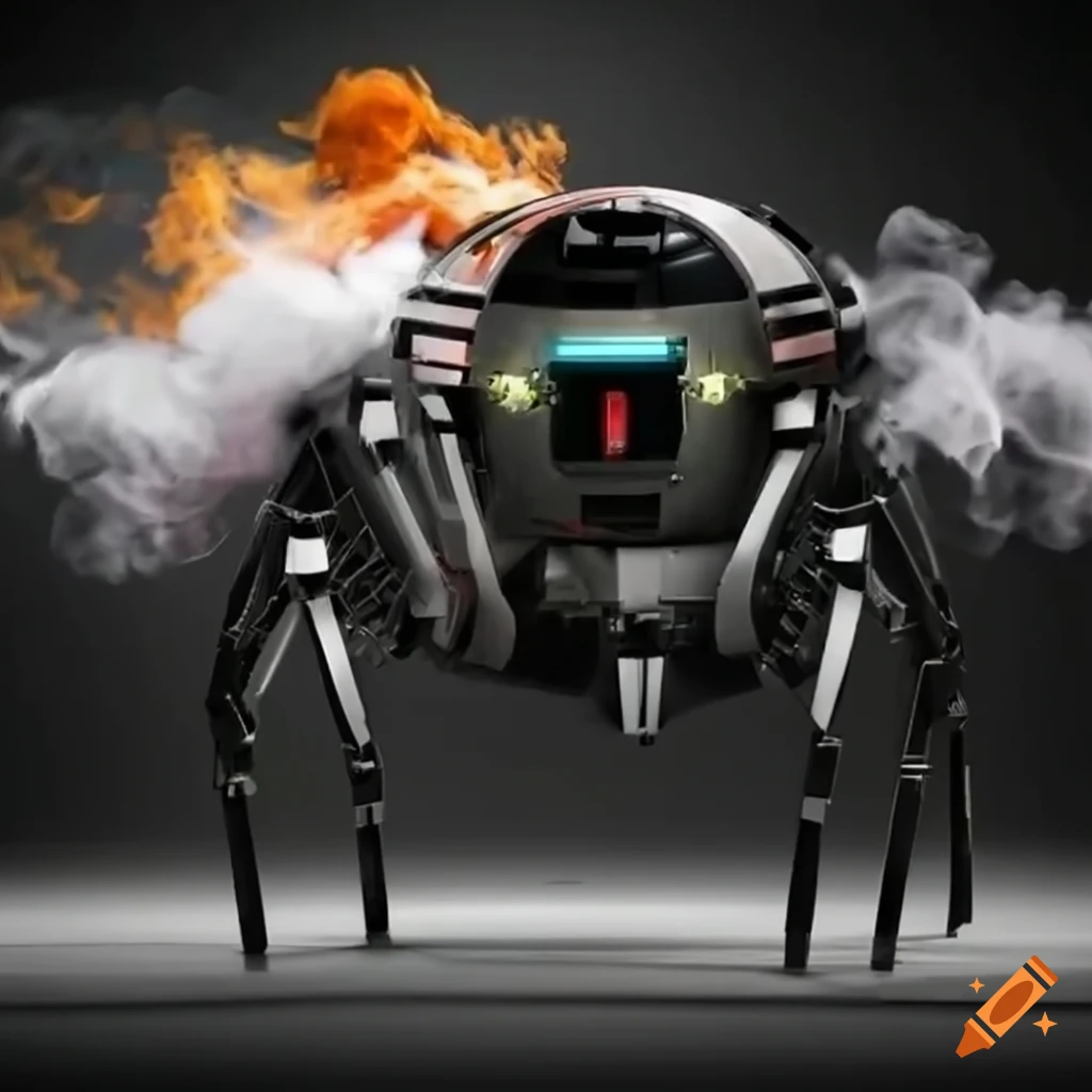 Image of a futuristic spider robot with smoke detection on Craiyon