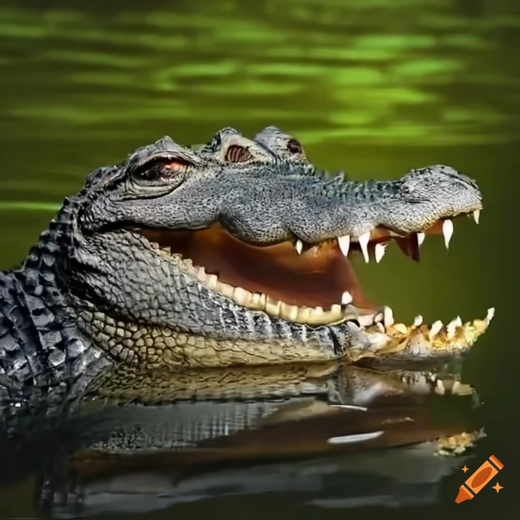 Alligators playing banjo in the bayou