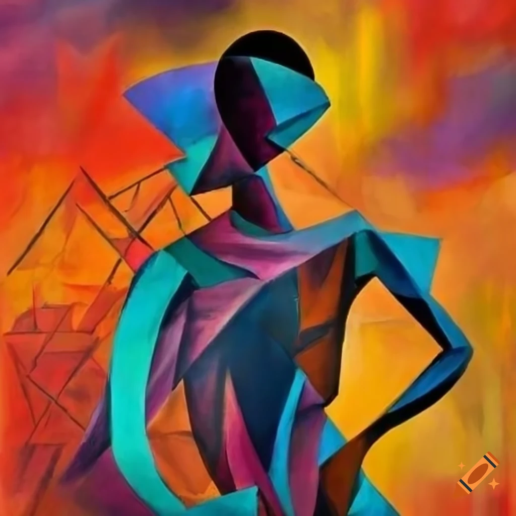 Cubism artwork of african dancers