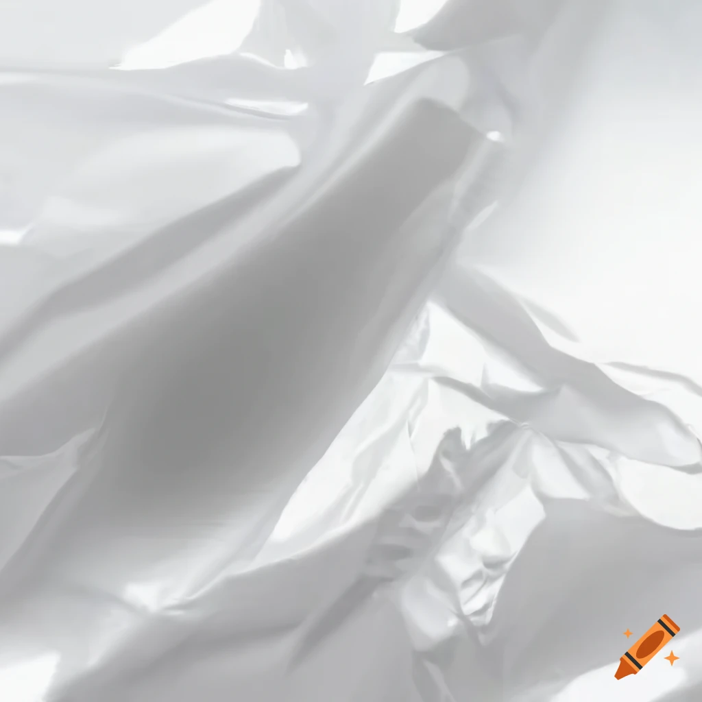 Transparent plastic foil on white background