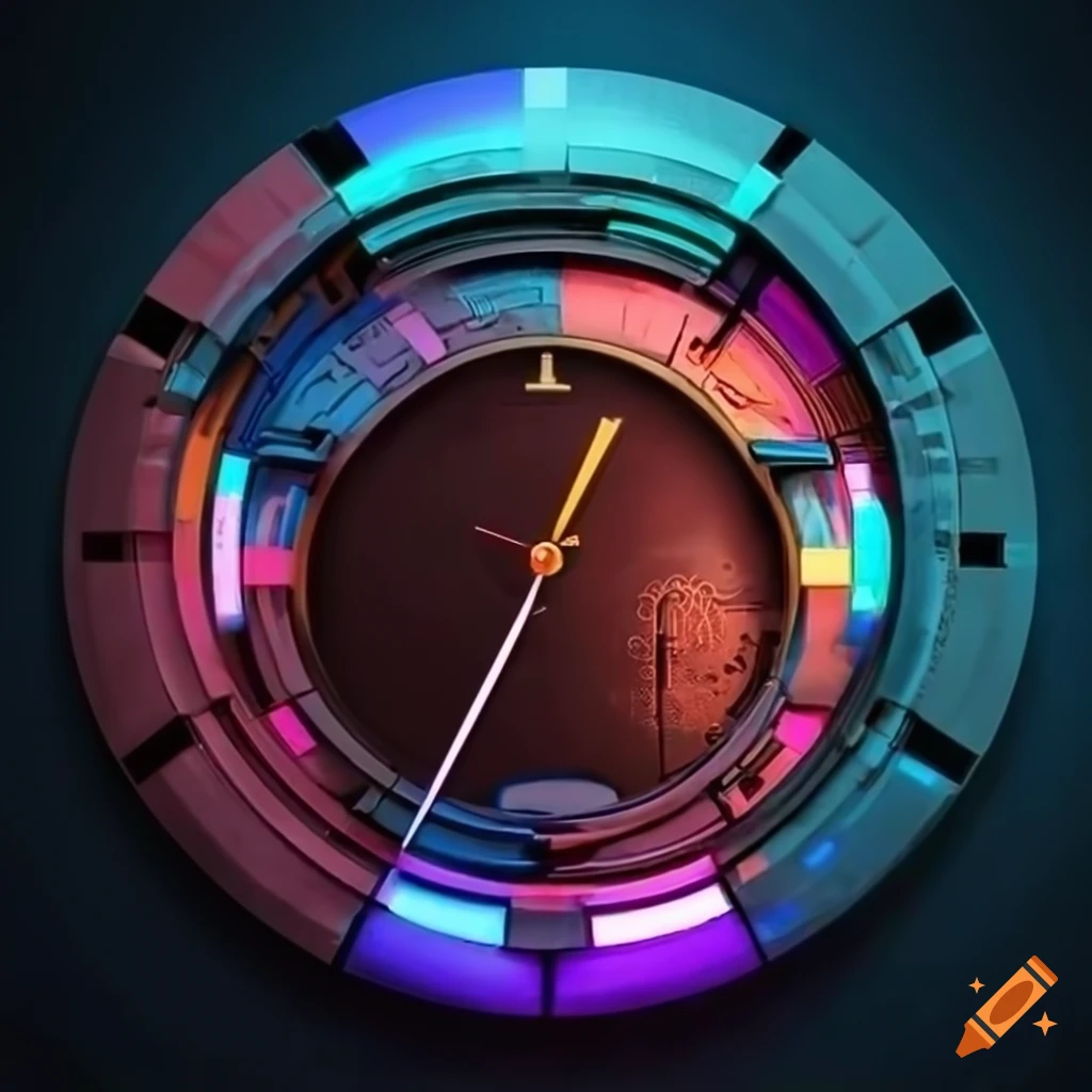 Futuristic cyberpunk wall clock on Craiyon
