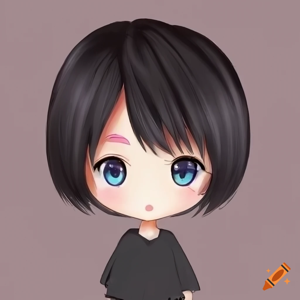 Chibi girl with short black hair