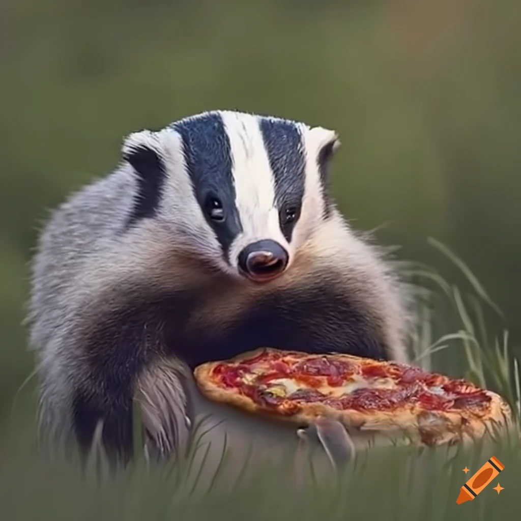 Badger ben brust sharing a pizza with a badger