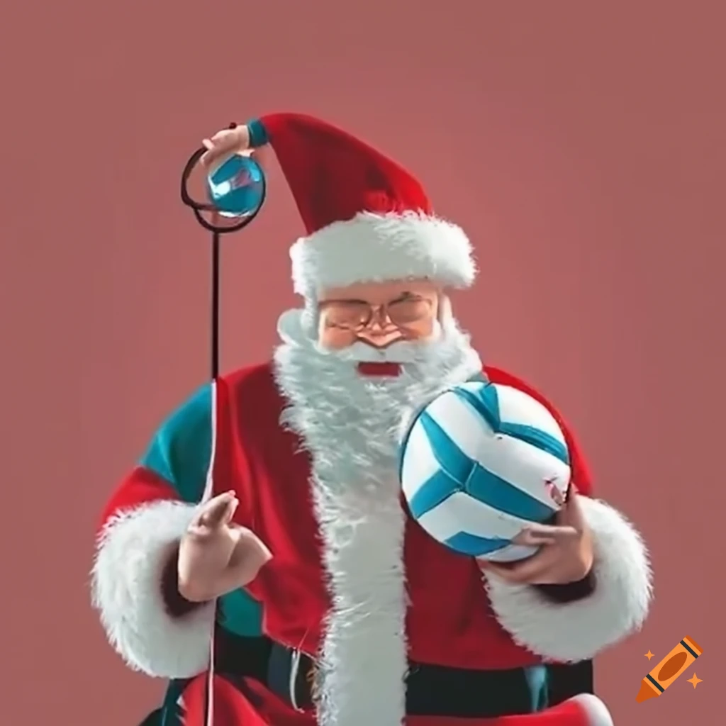 Santa Claus playing volleyball on Craiyon