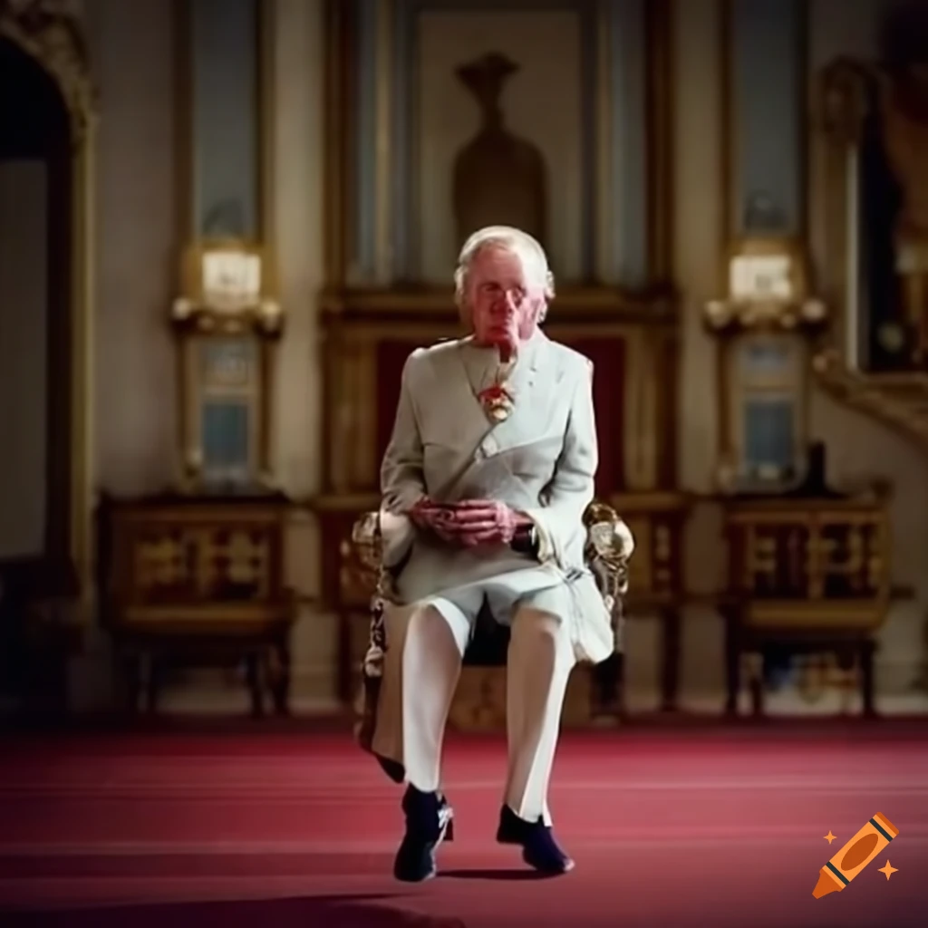 King charles iii sprinting into buckingham palace