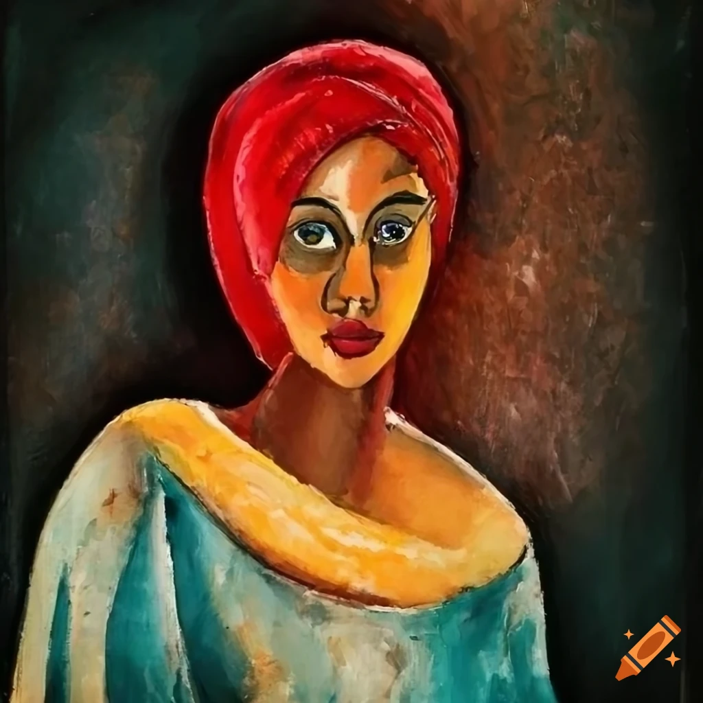 Modigliani-inspired portrait of a beautiful somali woman
