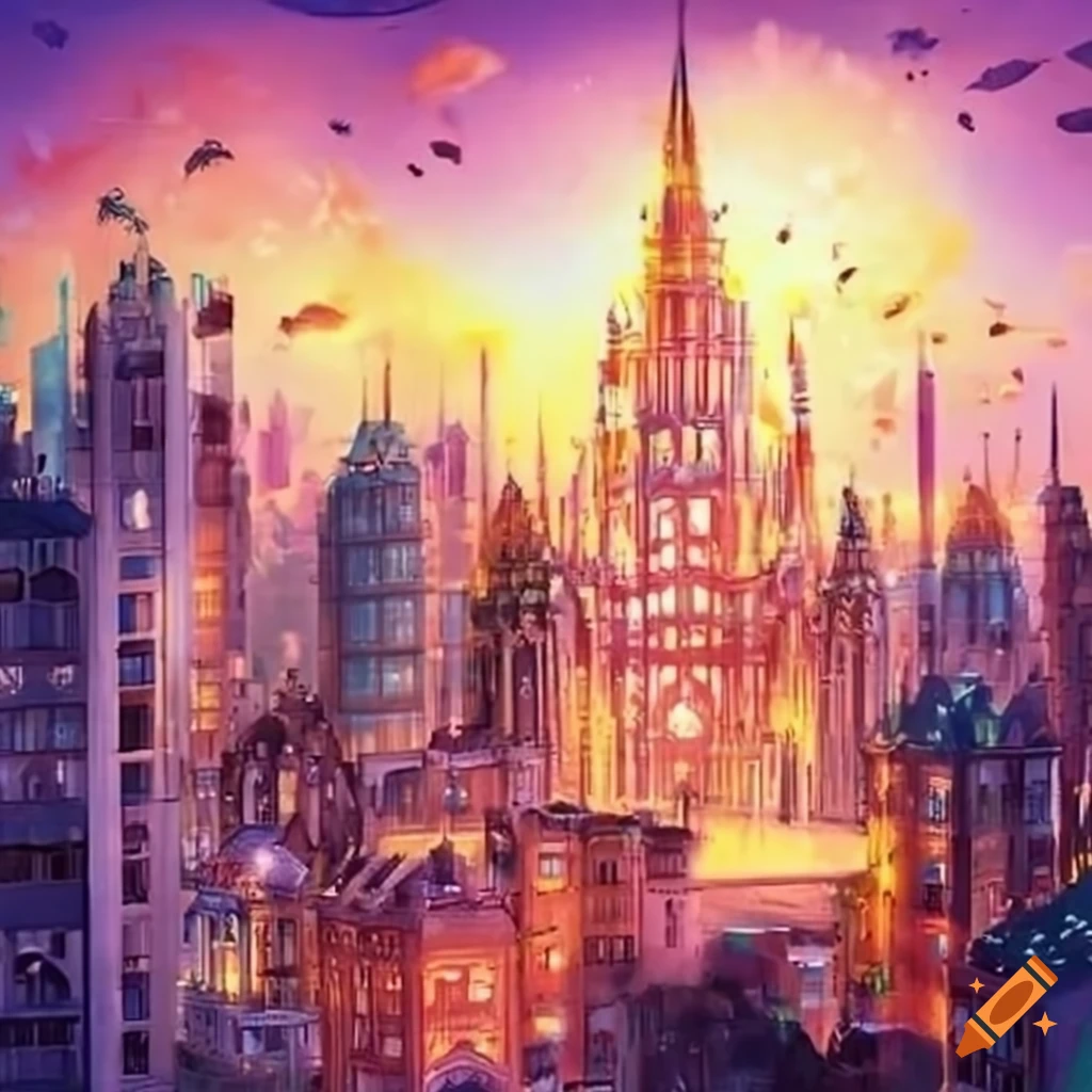 Magical cityscape at night