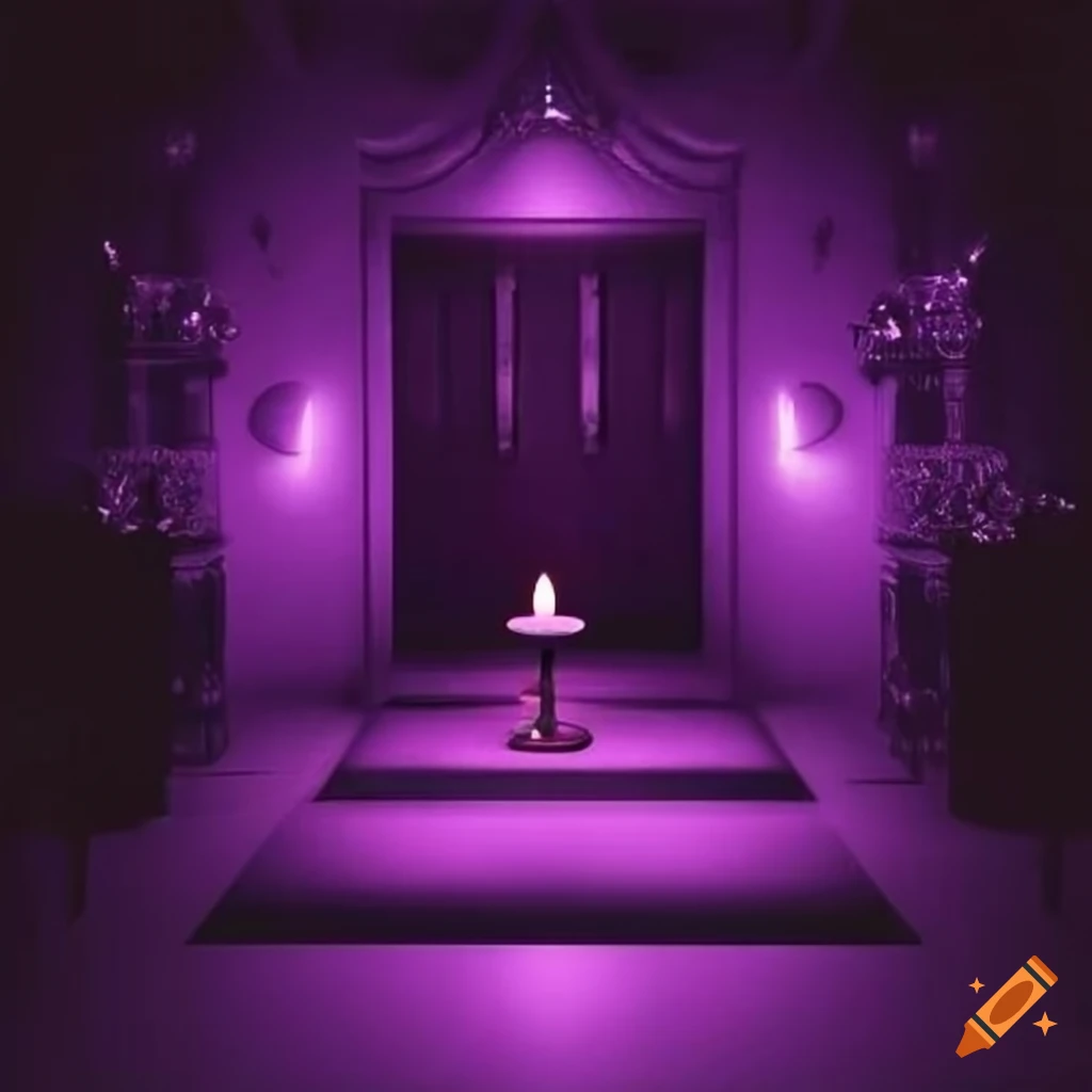 Purple mysterious room with candles and decorations