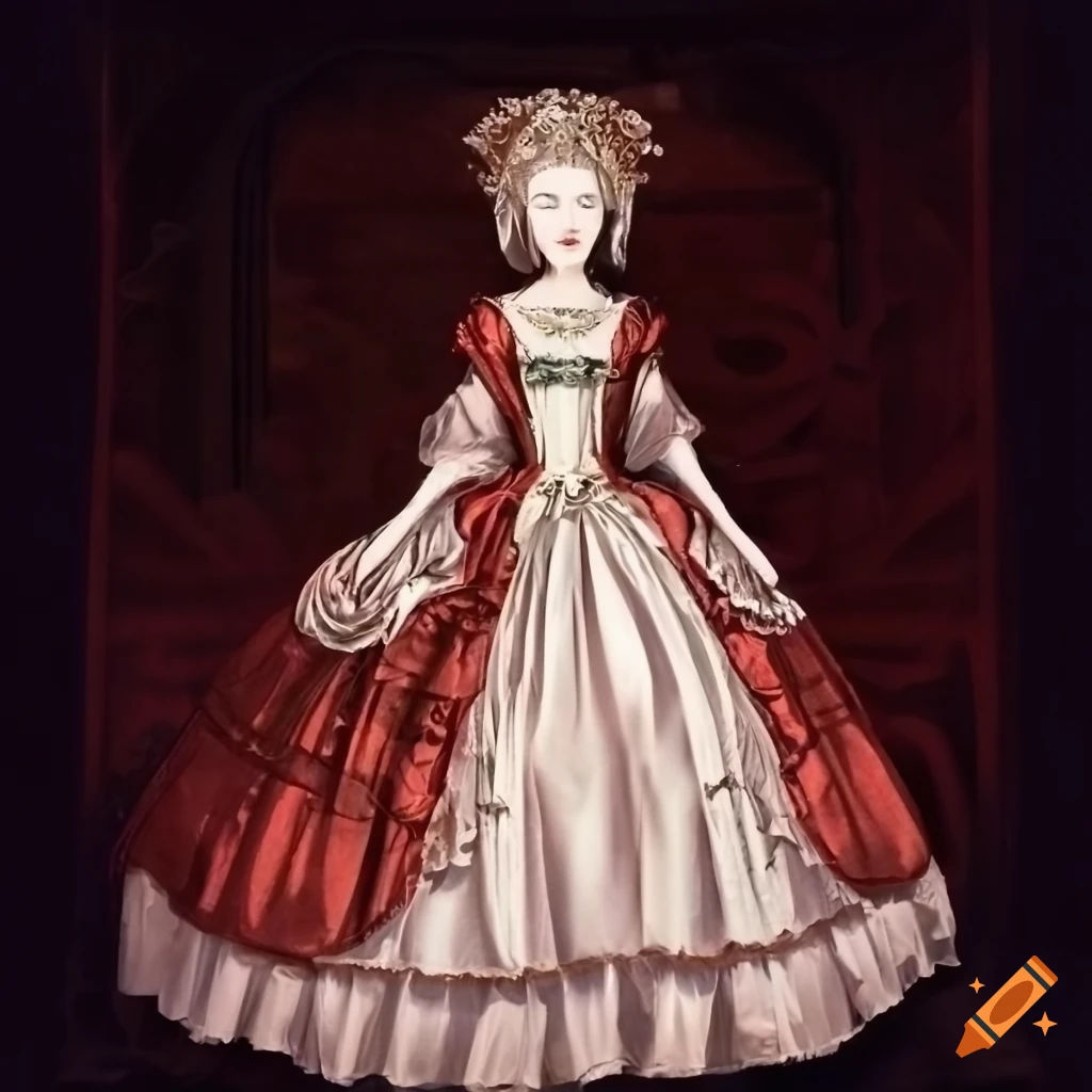 Fusion of Tudor, Rococo, and Victorian dress styles on Craiyon