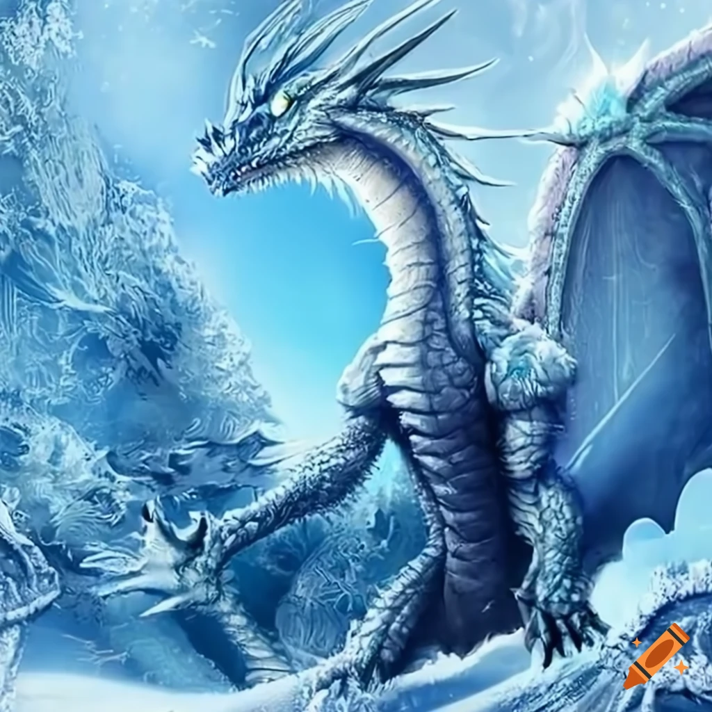 Artwork of a majestic frost dragon