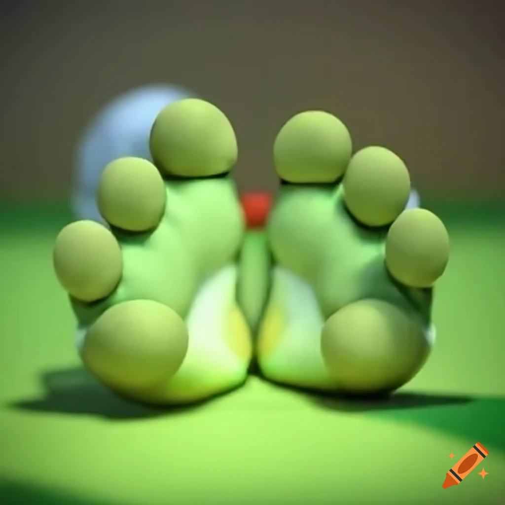 Close-up of yoshi's green feet on Craiyon