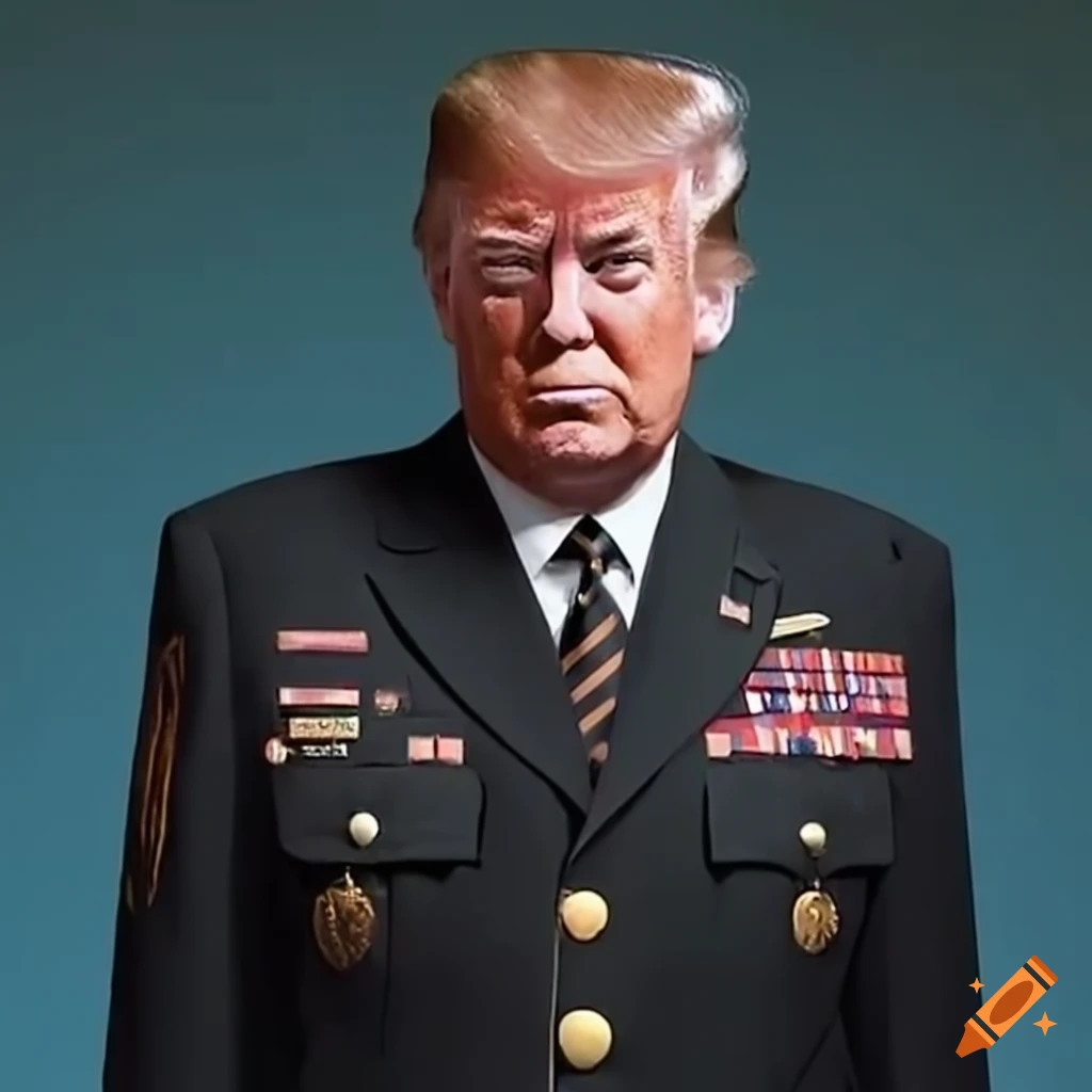 Satirical image of a North Korean military uniform with Trump on Craiyon