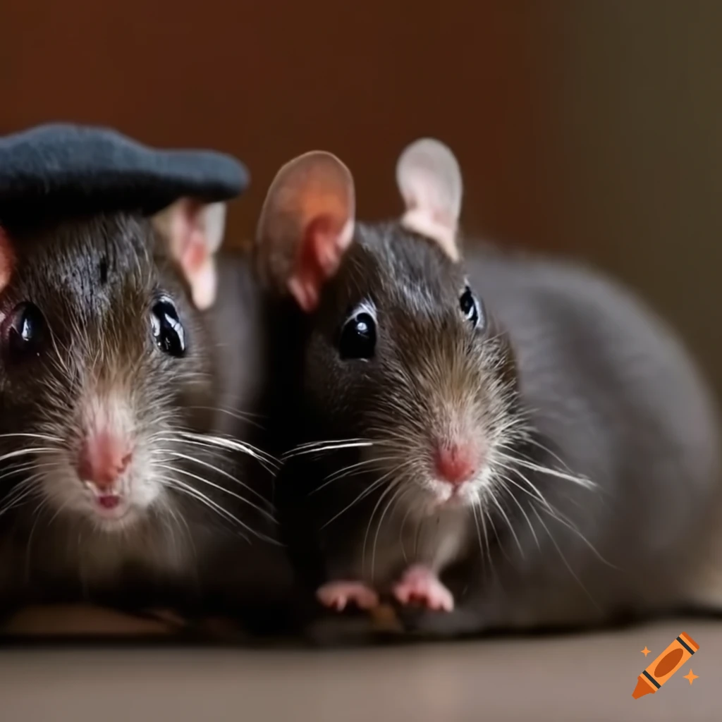 Two mischievous rats wearing berets on Craiyon