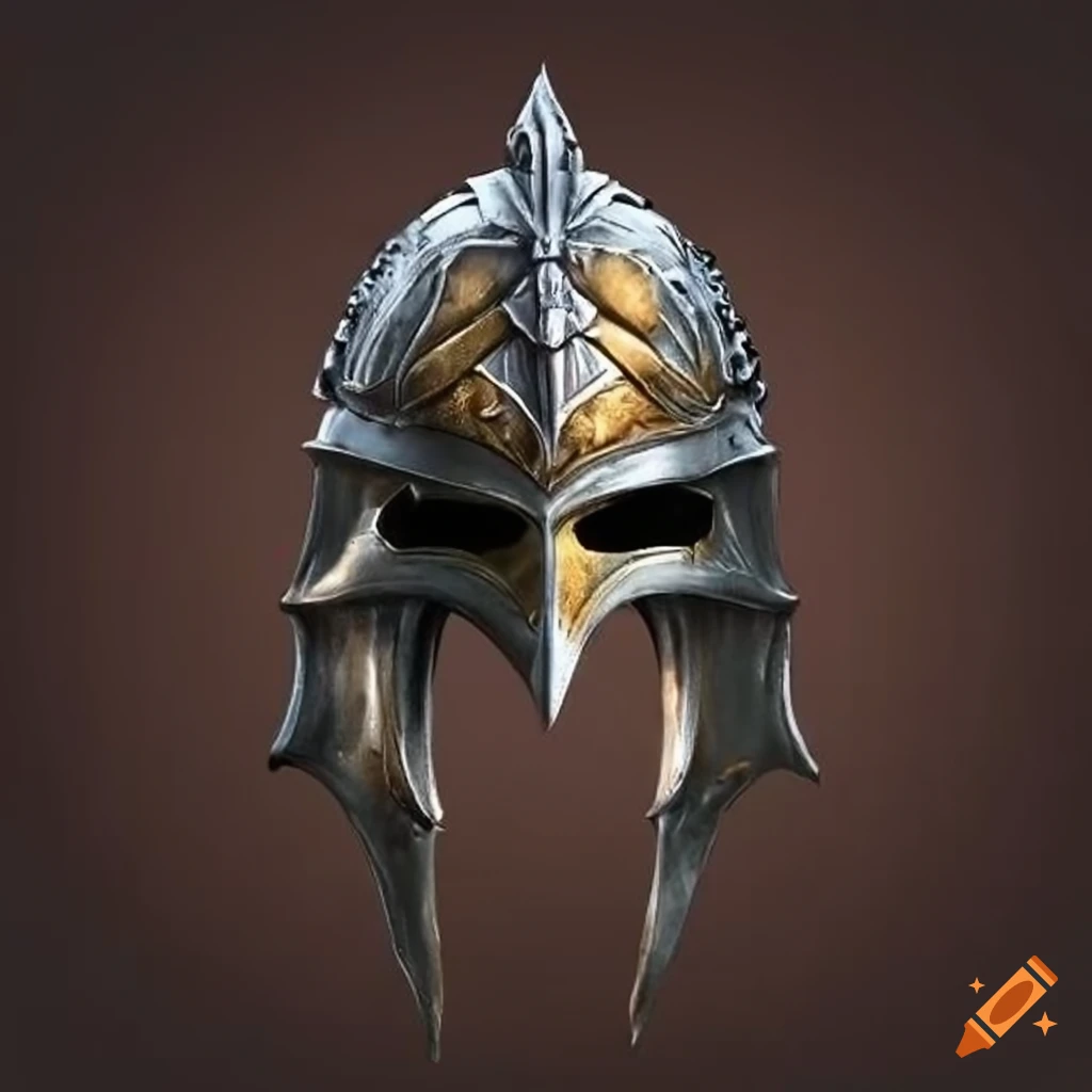 Dragon-inspired symmetrical plate helmet on Craiyon