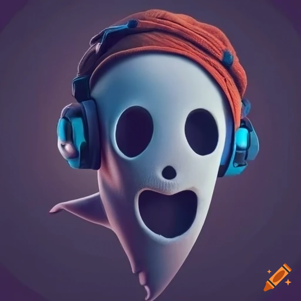 Ghost wearing a beanie hat and gaming headset