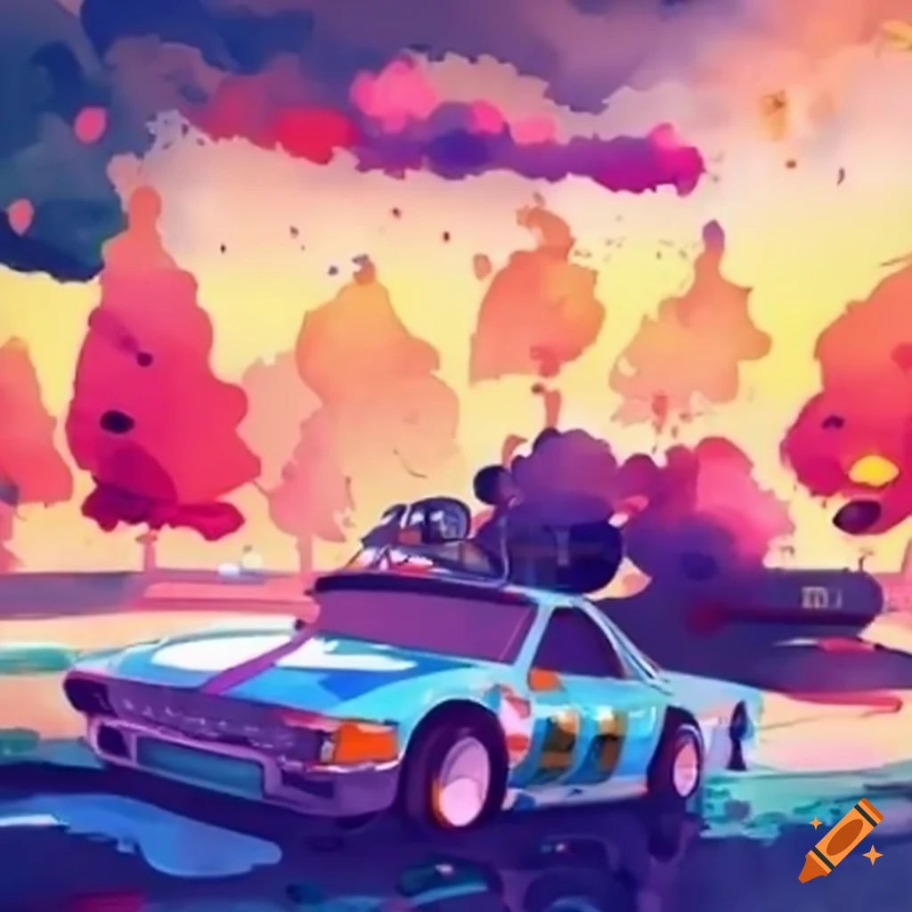 Cartoon main menu for car racing game on Craiyon