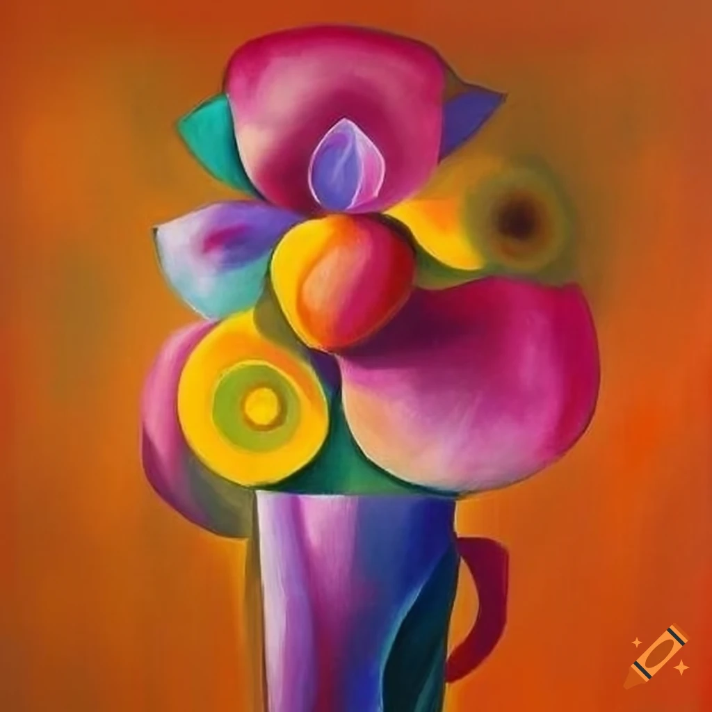 Cubist painting of a flower on Craiyon